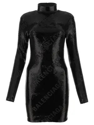 Balenciaga All-over Logo Sequin Mini Dress - Black
