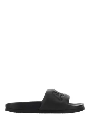 AMBUSH Logo-embossed Leather Slippers - Black