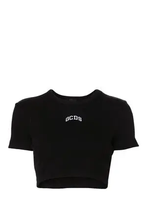 Gcds Logo Cropped T-shirt - Black