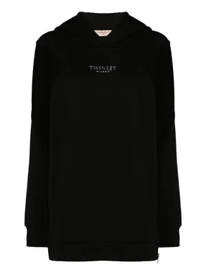 TWINSET Logo Lettering Hoodie - Black