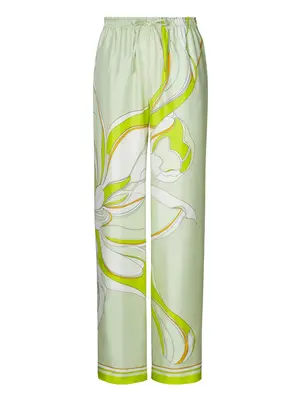 Tory Burch Printed Silk Pants - Green