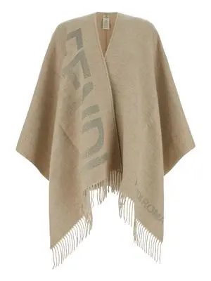 Fendi Fringed Poncho - Neutrals