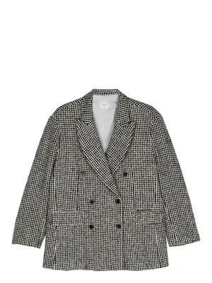 ALYSI Houndstooth-pattern Coat - Black