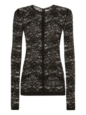 Dolce & Gabbana Floral Lace Top - Black