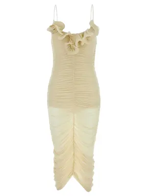 Magda Butrym Semi-sheer Ruched Midi Dress - Neutrals