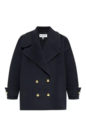Loewe LOEWE Pebble Wool Pea Coat Blue