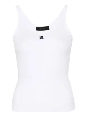 Amiri Ma Embroidered Ribbed Tank Top - White