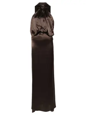 Attico Silk Maxi Dress - Brown