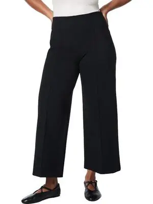 Spanx The Perfect Pull-on Crop Wide Leg Ponte Pants - Classic Black