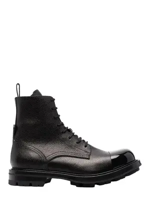 Alexander McQueen Leather Lace-up Boots - Black