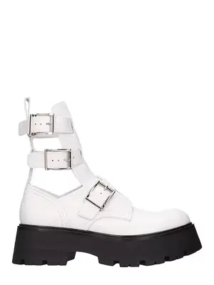 Alexander McQueen Leather Ankle Boots - White