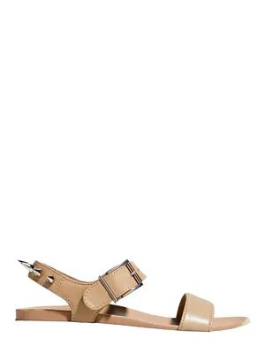 Alexander McQueen Spikes Leather Sandals - Beige