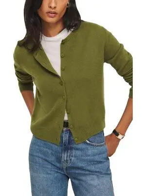 REFORMATION Clara Cashmere Crew Cardigan Pear