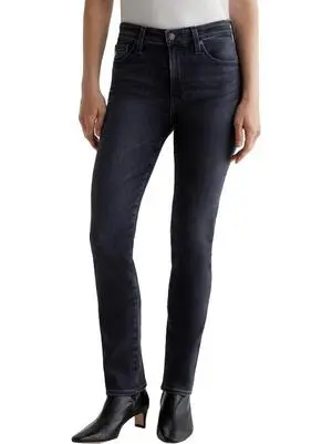 Ag AG Mari Mid-Rise Slim Straight-Leg Jeans 8 Years Black Salt