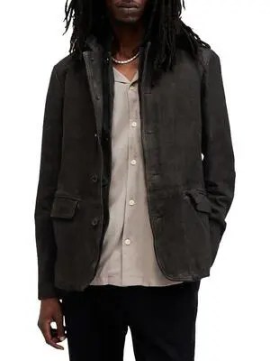 ALLSAINTS Survey Layered Leather Jacket - Anthracite Grey
