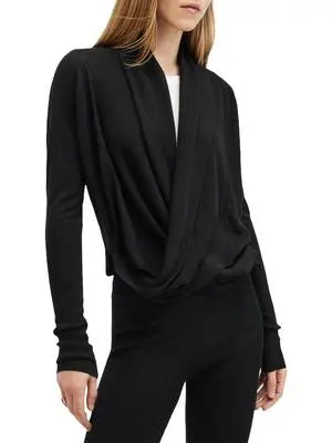 ALLSAINTS Wasson Pirate Wrap Merino Wool Cardigan - Black