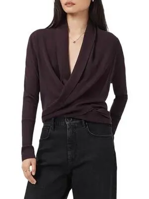 ALLSAINTS AllSaints Wasson Pirate Wrap Merino Wool Cardigan Oxblood