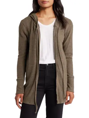 Loveappella Loveappella Hooded Ribbed Cardigan Olive
