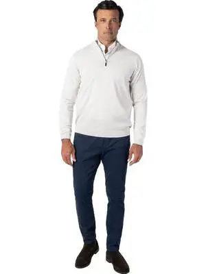 Robert Talbott Robert Talbott Eastwood Quarter Zip Pullover Oatmeal With Gray Tipping