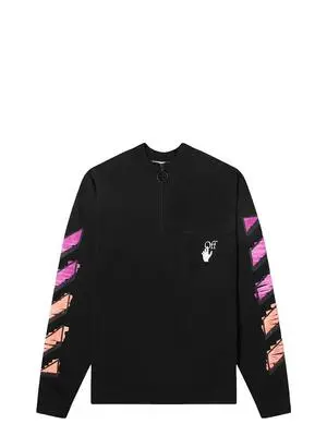 Off-White Marker Zip Mockneck - Black/fuchsia