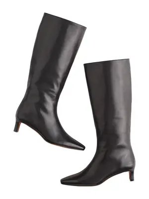 Madewell Leather Kitten-heel Knee-high Boots - True Black