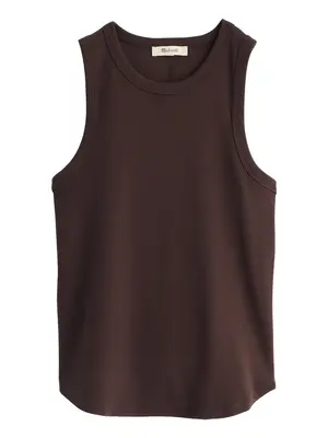 Madewell Cotton Ribbed Cutaway Tank Dark Carob