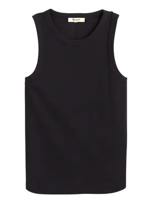 Madewell Cotton Ribbed Cutaway Tank Jet Black