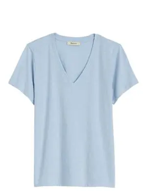 Madewell The Easy Crop V-neck Tee - Iced Blue