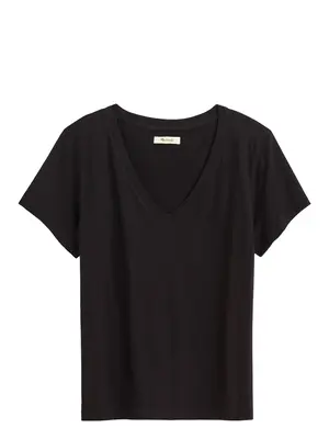 Madewell The Easy Crop V-neck Tee - Jet Black