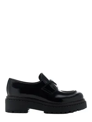 Prada Leather Lug Sole Loafers - Black