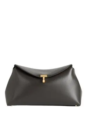 TOTEME Toteme T-Lock Leather Clutch Brown