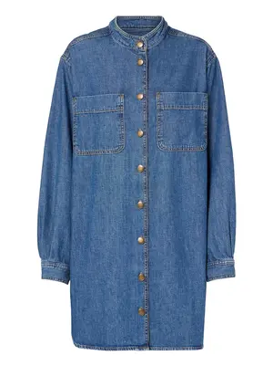FRAME Double Pocket Denim Shirt Dress - Blue