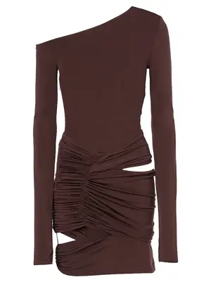 NENSI DOJAKA Asymmetric Cutout Minidress - Brown