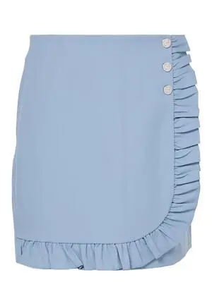 Tory Burch Ruffled Twill Miniskirt - Blue