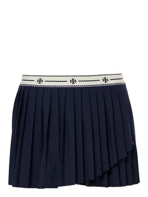 Tory Burch Pleated Jacquard Jersey Tennis Skirt - Blue
