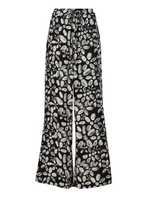 Marni Printed Wide-leg Pants - Black