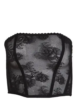 Fleur Du Mal Bouquet Lace Corset Top - Black