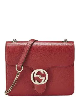 Gucci Leather Interlocking Crossbody - Red