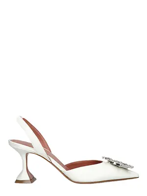 Amina Muaddi Begum Sling 70 Satin Heels - White