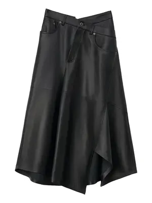 Loewe Asymmetric Midi Skirt - Black
