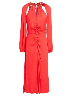 Veronica Beard Fayla Silk-blend Satin Midi Dress - Papaya