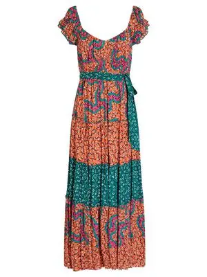Diane Von Furstenberg Alejandro Printed Mousseline Maxi Dress - Papaya