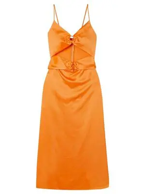 Anna Quan Carina Hammered-satin Midi Dress - Orange