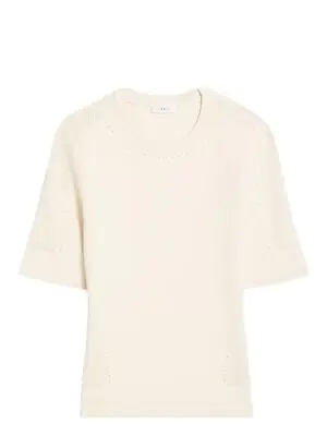 A.L.C. Nash Pointelle-Knit Top Ecru