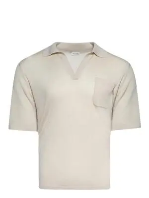 Saint Laurent Cassandre Wool Polo Shirt - Ecru
