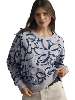 Maeve Floral Print Pullover Sweatshirt Pastel Lilac/medieval Blue