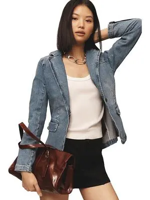DEAR JOHN Denim Blazer Jacket - Light Denim