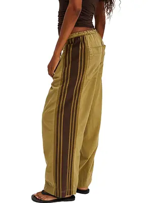 Free People Hudson Canyon Side Striped Pants Army Combo - Stripe