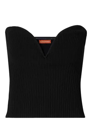 ALTUZARRA Altuzarra Lennon Strapless Ribbed-knit Bustier Top