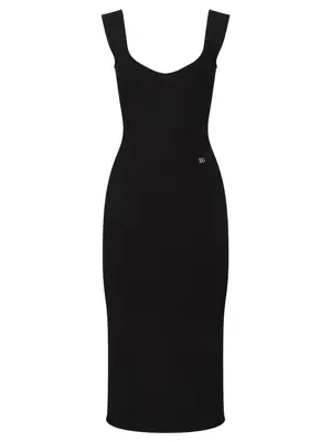 Dolce & Gabbana Layered-neck Midi Dress - Black